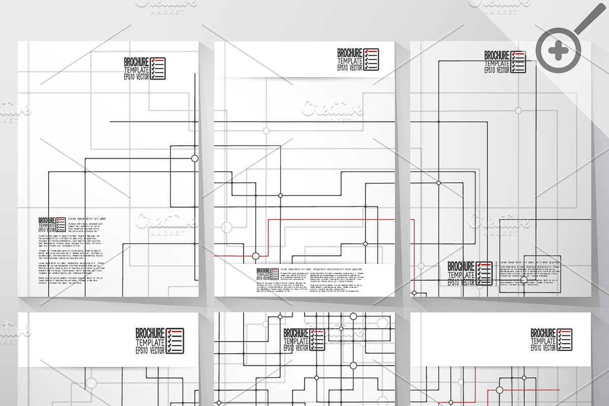 Flyer templates with connected lines, a Technology Illustration by ...