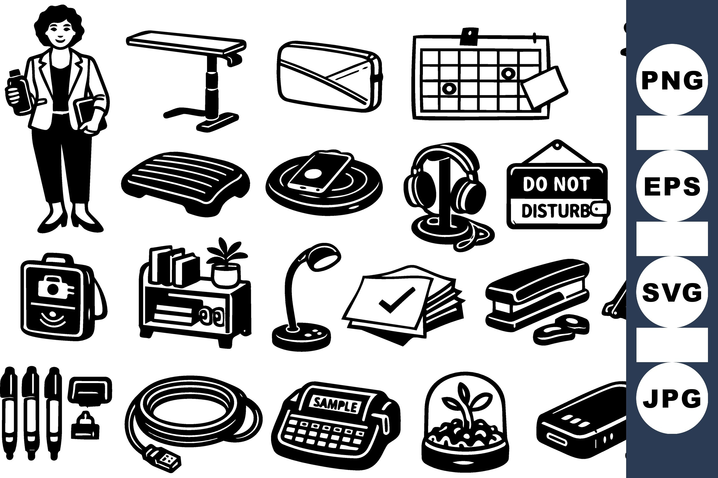 Black Office Icon Collection for Bus, an Illustration by designvectx