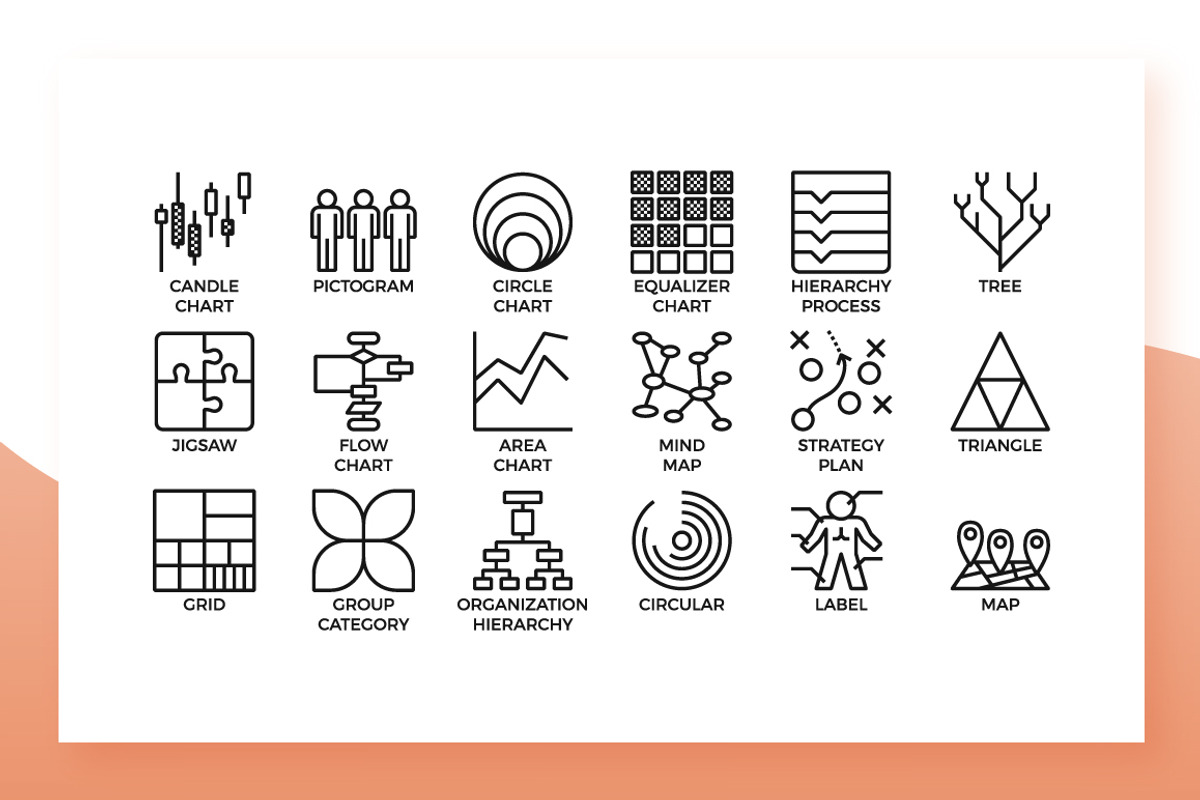 Data Visualization Icons, an Outline Icon by Becris | Creative Market