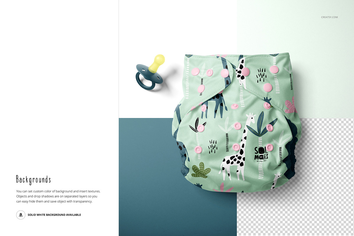 Reusable Cloth Diaper Mockup Set, a Product Mockup by creatsy5