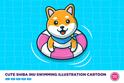 Cute Shiba Inu Swimming Illustration, an Animal Illustration by ...