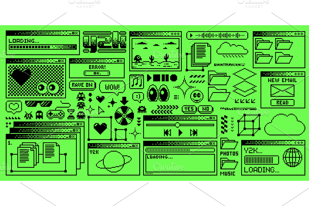 Rave Y2K computer window page, a Technology Illustration by Vector Tradition