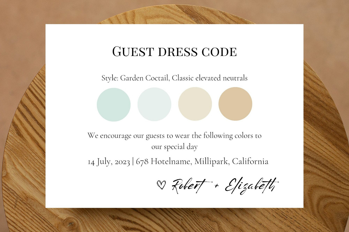 Minimalist dress code attire card, a Card Template by EvaTemplates