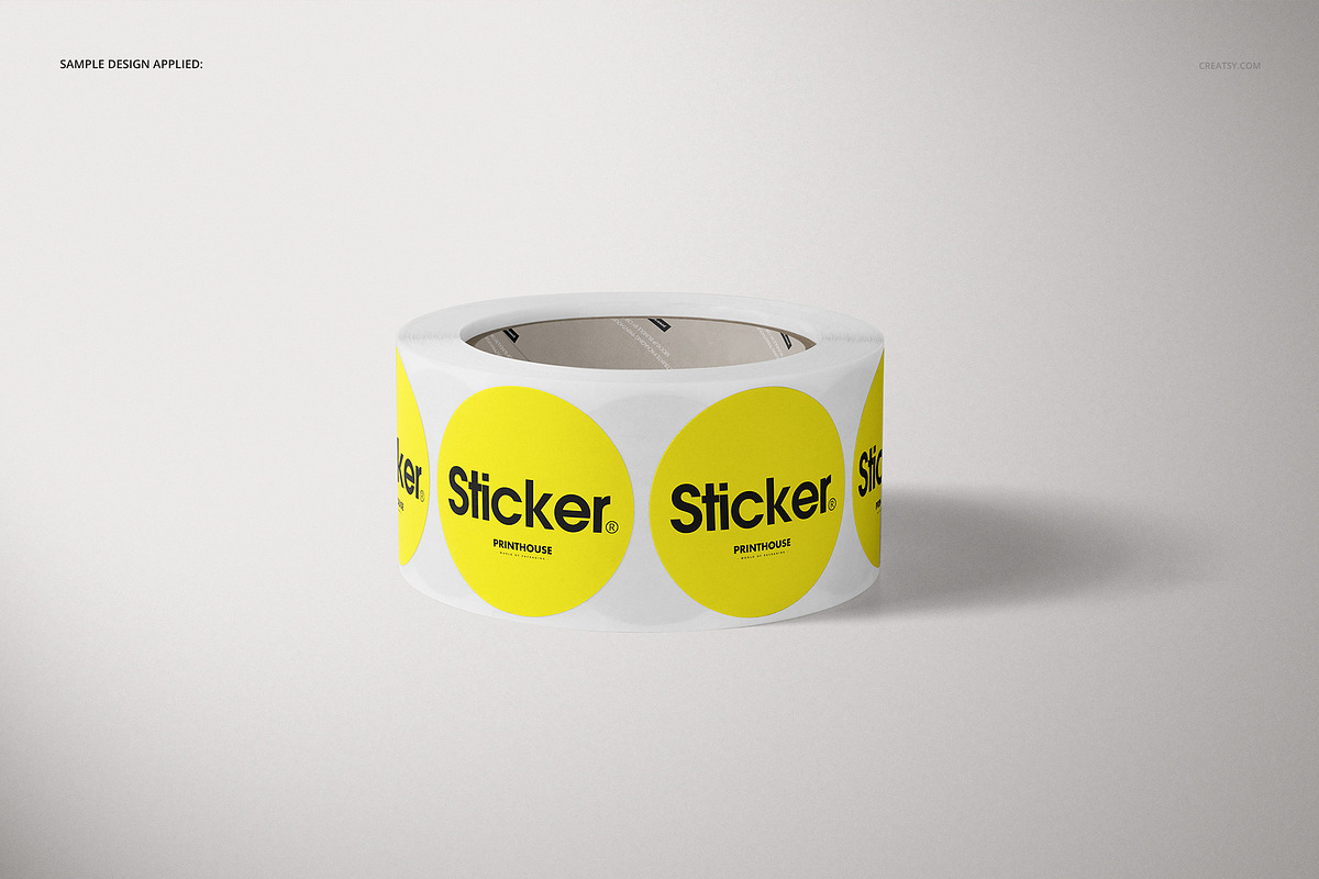 Round Roll Stickers Mockup Set, a Household Mockup by creatsy5