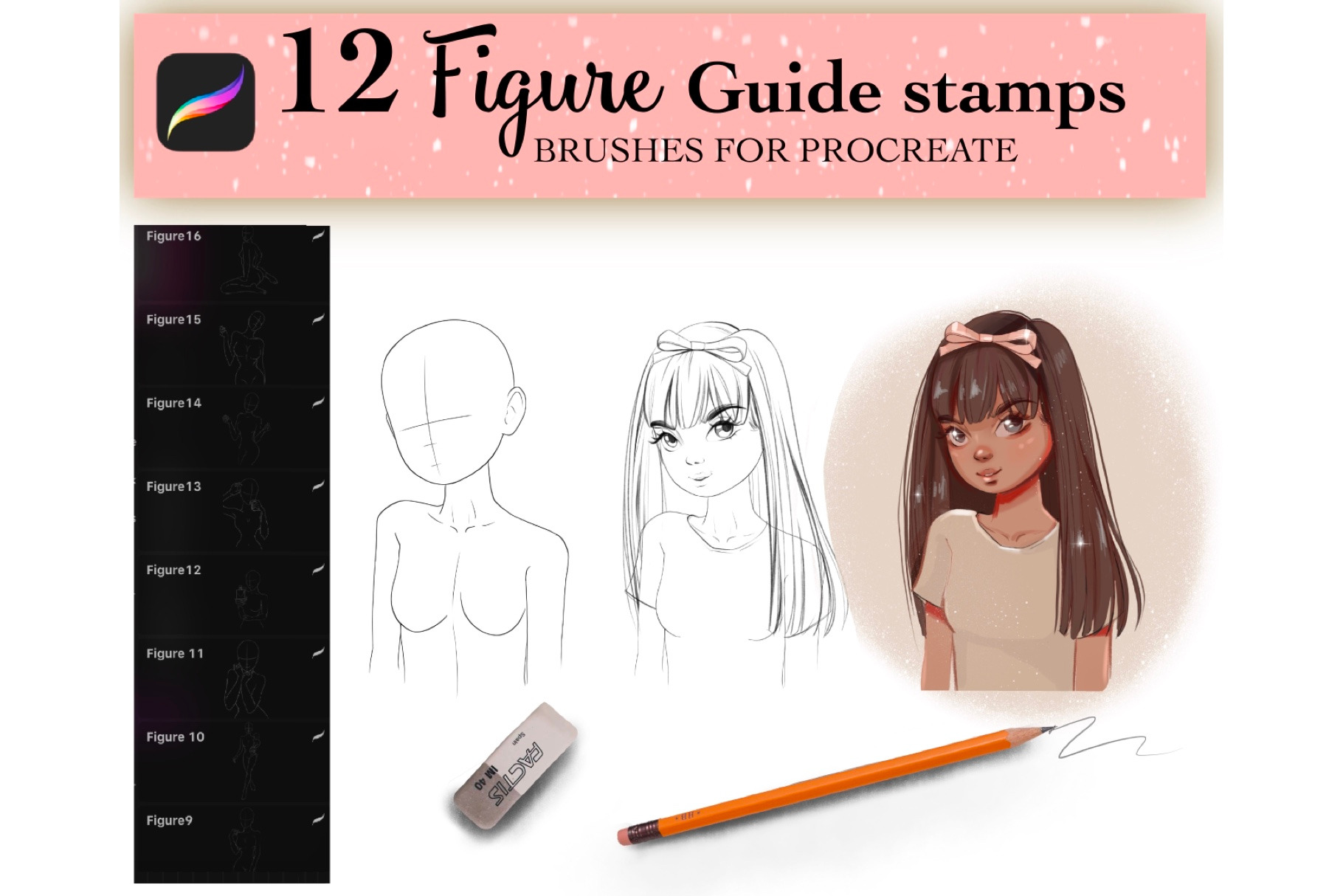 Figure Stamps Procreate Brushes, a Brush Add-On by Lucrumplus