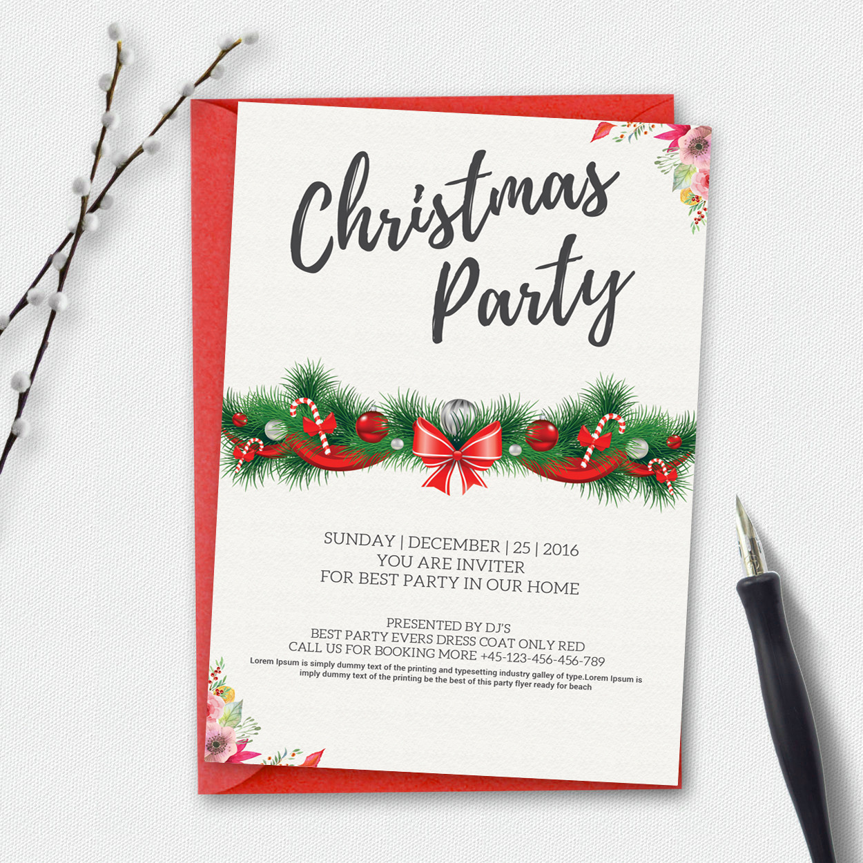 Christmas Party Celebration Card, an Invitation Template by graphicforest
