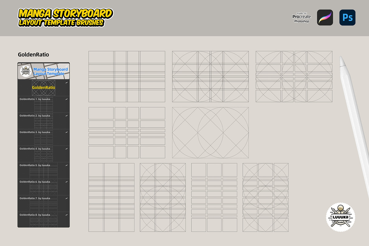 Manga Storyboard Layout Brushset, a Brush Add-On by Luuuka studio