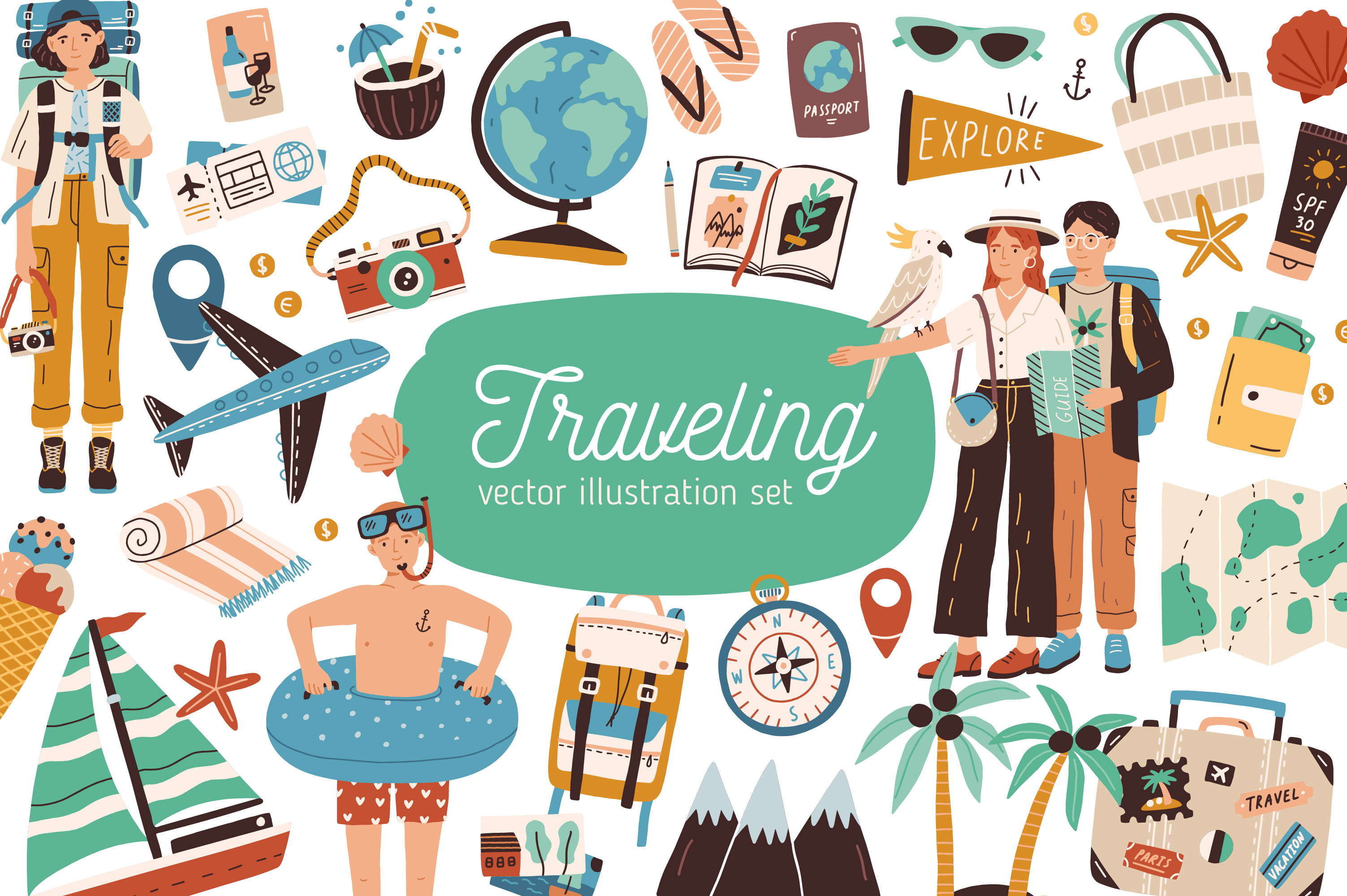 Tourism and travel set, a Person Illustration by Good Studio