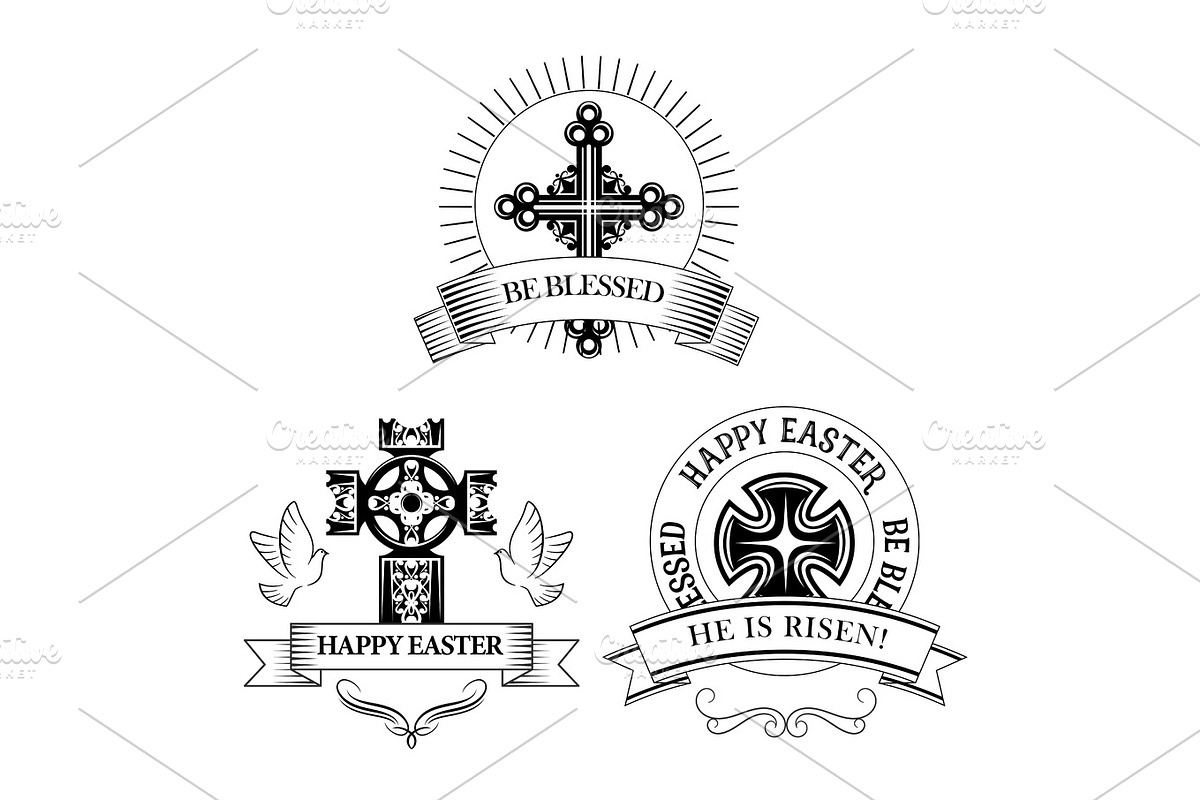 Easter cross vector symbols for paschal greeting, an Illustration by ...