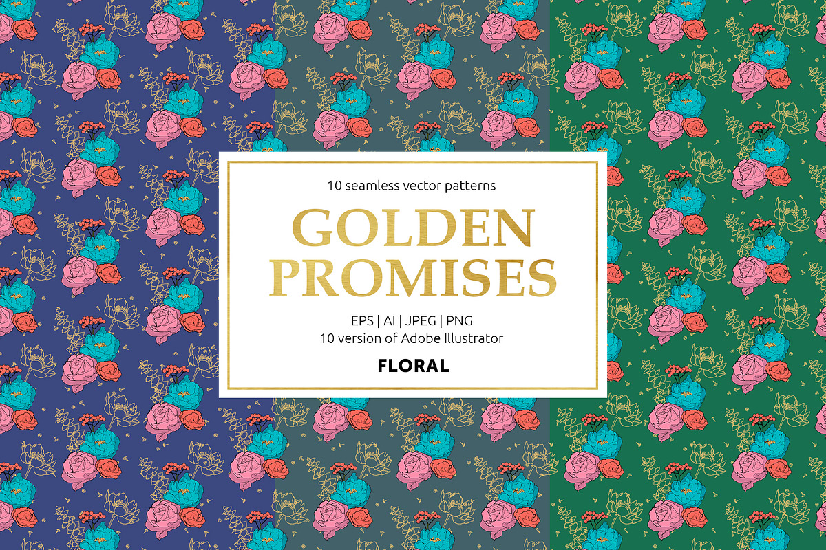 Golden Promises patterns collection, a Pattern Graphic by Designnina Shop