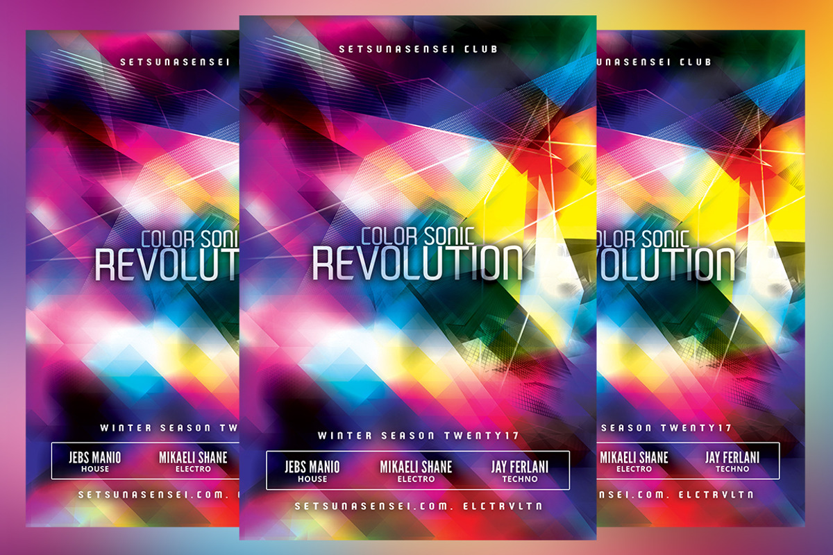 Color Sonic Revolution Flyer, a Flyer Template by KiraYamato Design Studio
