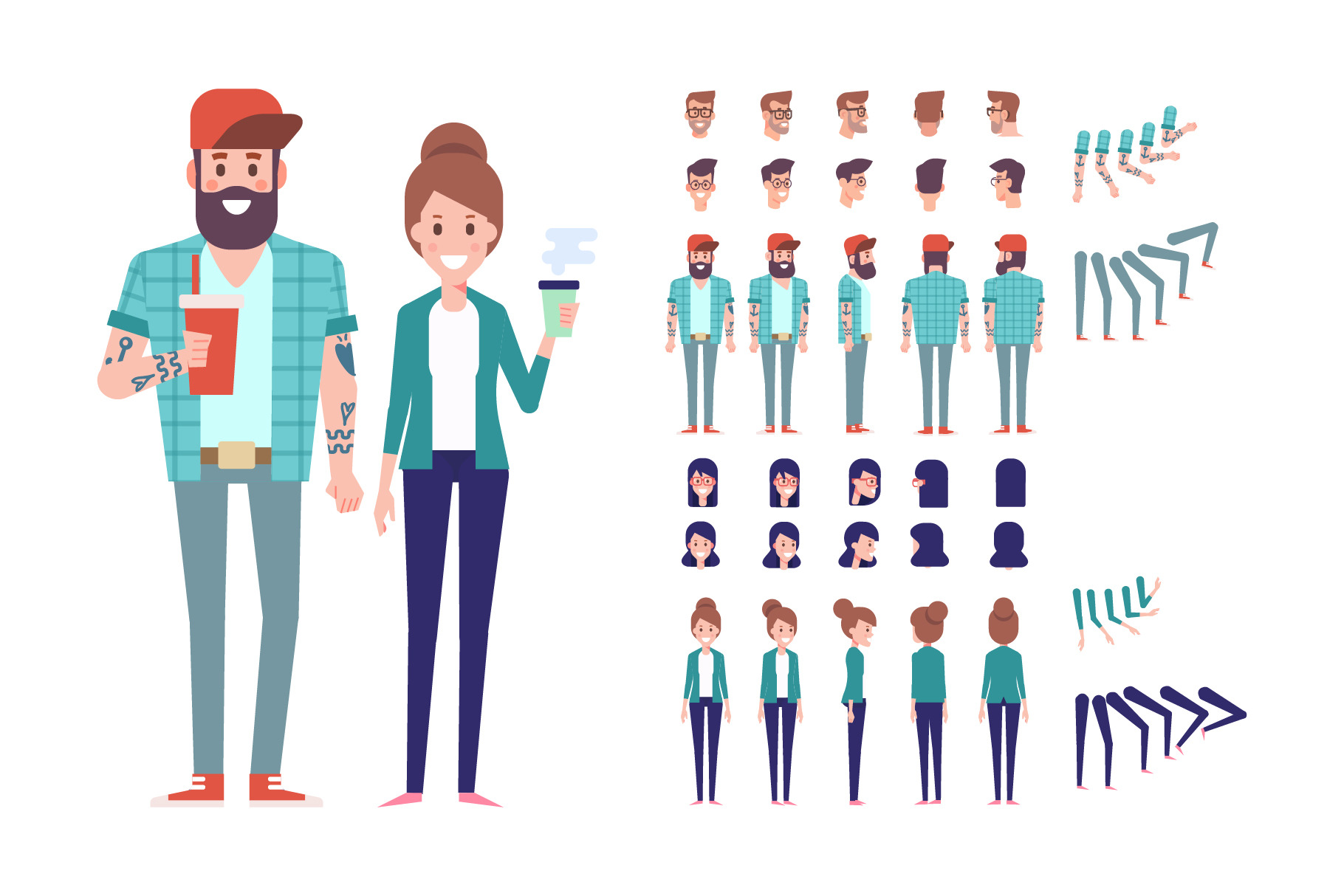 Male and female animation vector set, a Person Illustration by Vector_Art