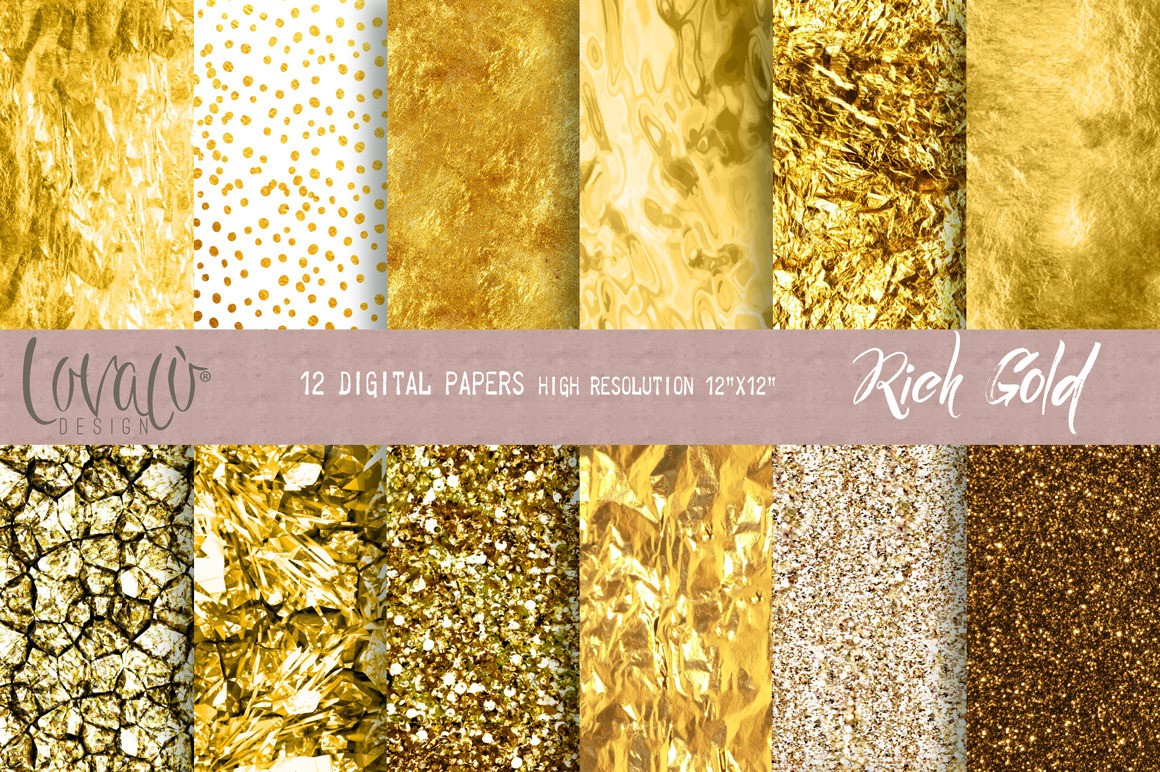 Rich Gold Digital Papers & textures, a Texture Graphic by Lovalù®