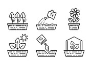 Plant growing line icons, an Outline Icon by Microvector