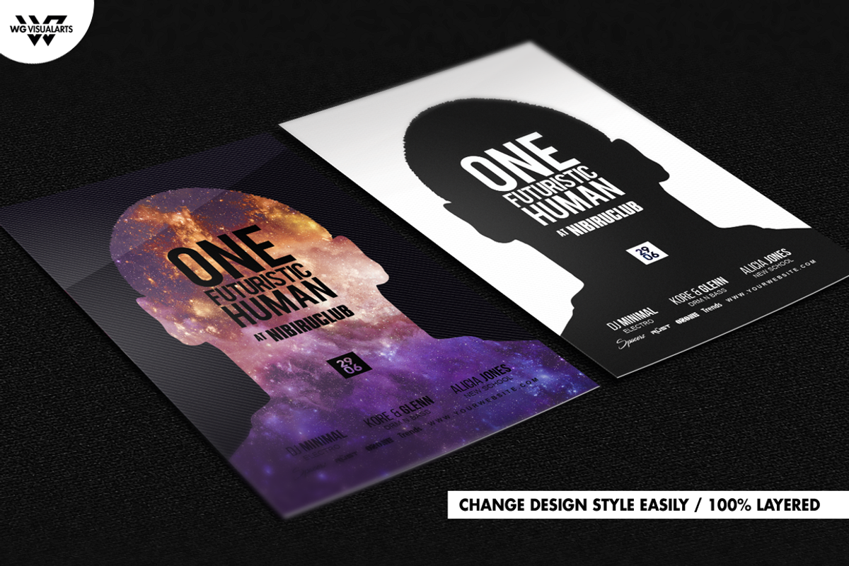 ONE FUTURISTIC HUMAN Flyer Template, a Flyer Template by WG DESIGN