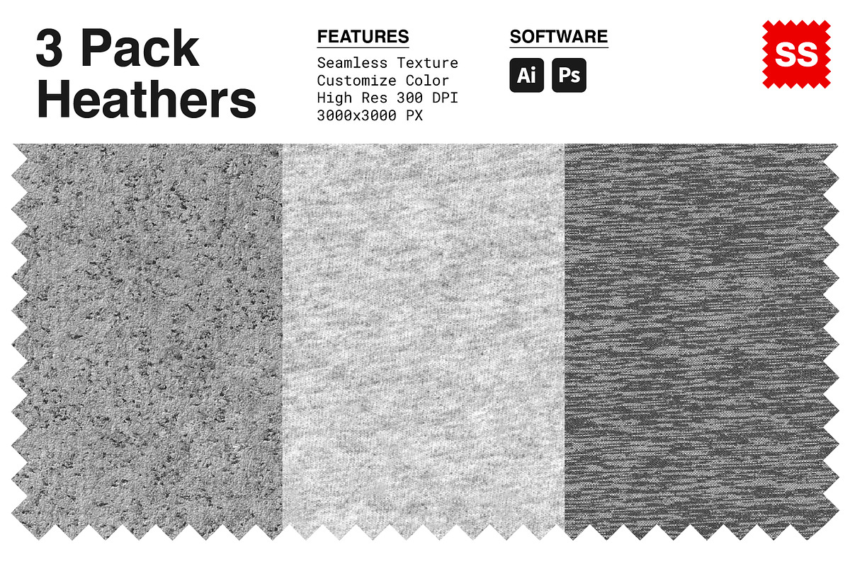 3 Pack Heather Texture Patterns, a Pattern Graphic by Swatch Supply