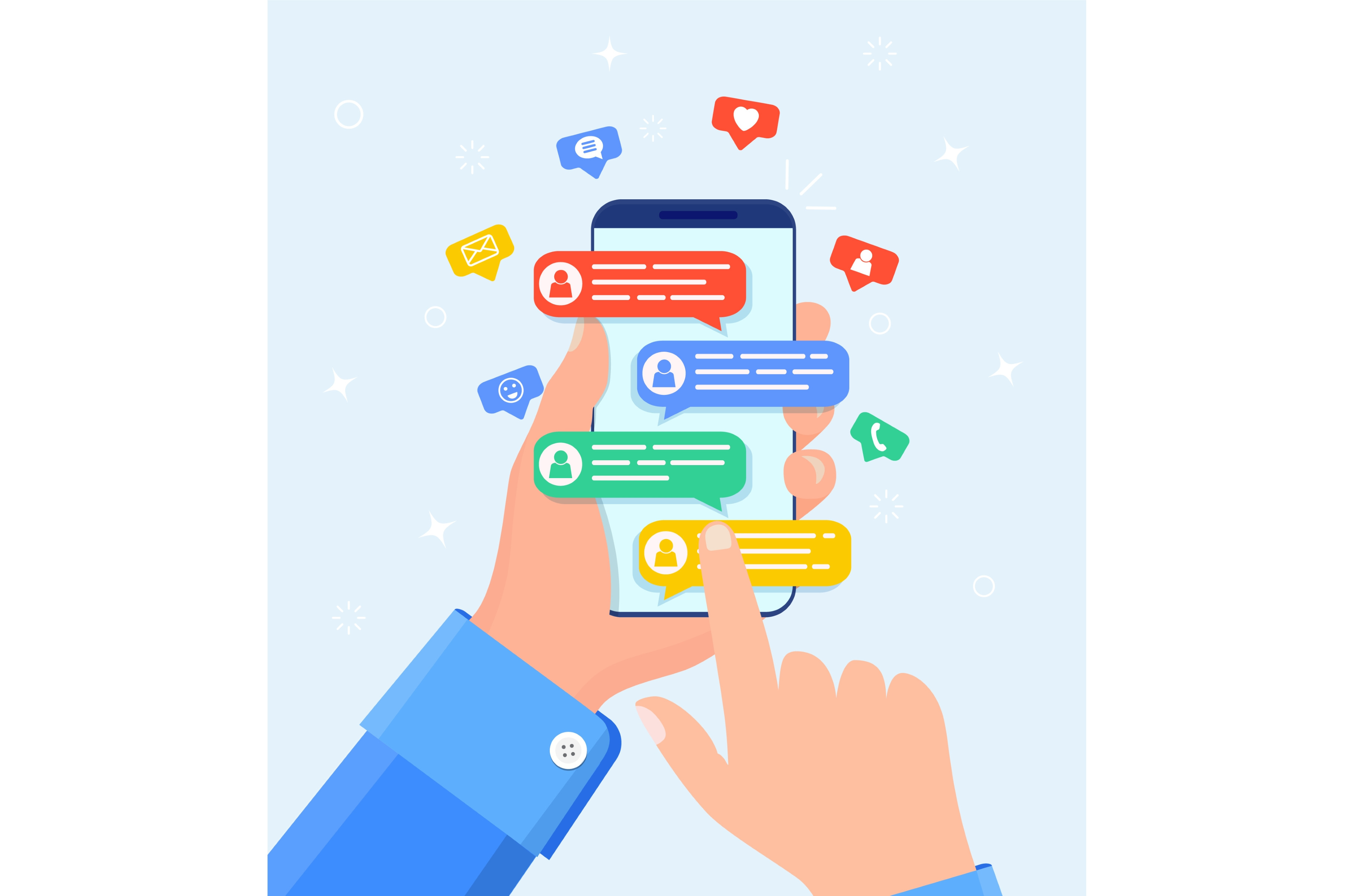 Online chat messages text | People Illustrations ~ Creative Market