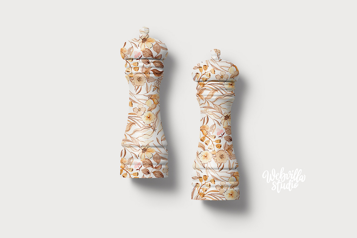 Sepia Garden Watercolor Pattern, a Pattern Graphic by Webvilla Studio