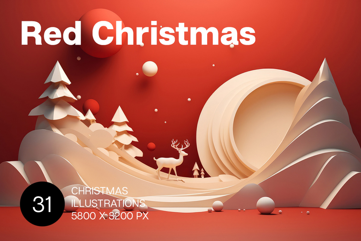 Red Christmas, a Seasonal Illustration by Handmadefont