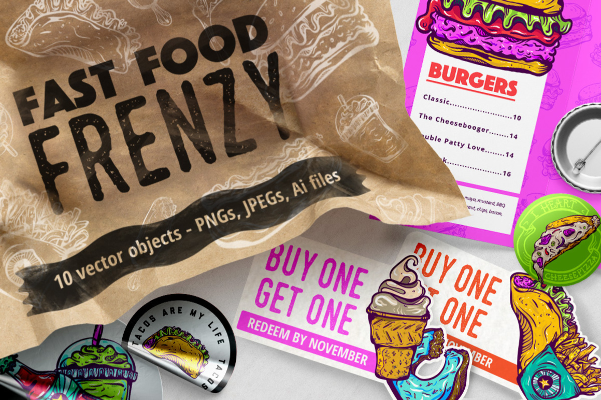 Fast Food Frenzy, a Food Illustration by melissadn