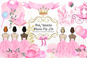 Pink Watercolor Princess Clipart, an Illustration by Digital Curio