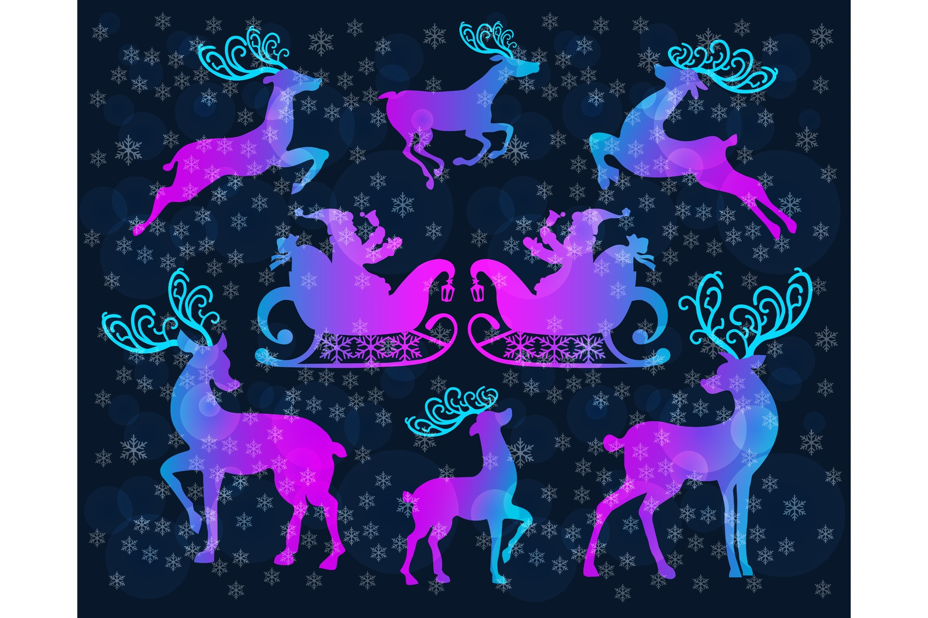Reindeer Christmas icon set., an Object Graphic by verkelis