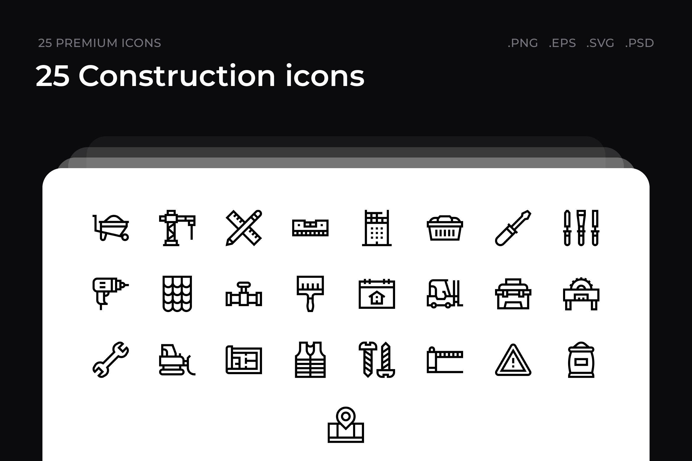 25 Construction icons, an Outline Icon by Wencory