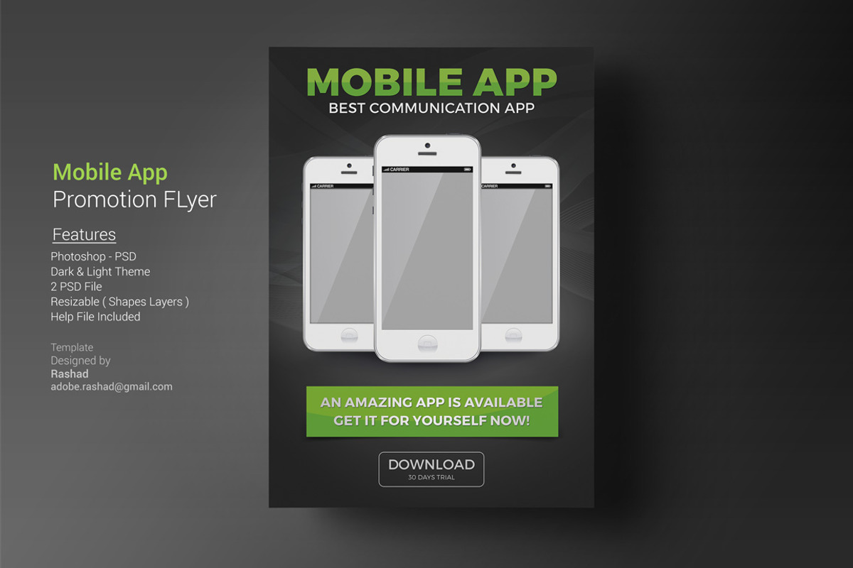 Mobile App Promotion Flyer, a Flyer Template by BrochuresFactory