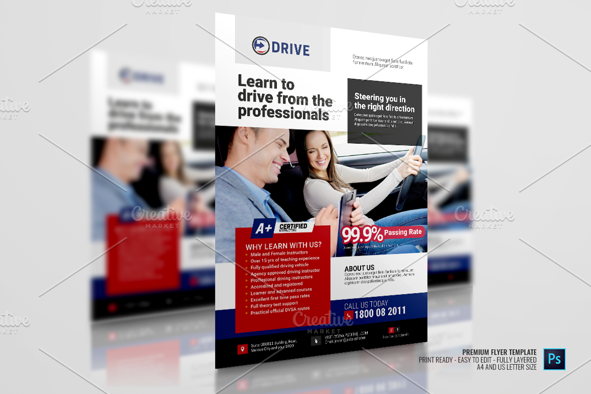 Driving Lesson Flyer, a Flyer Template by PSDPixel