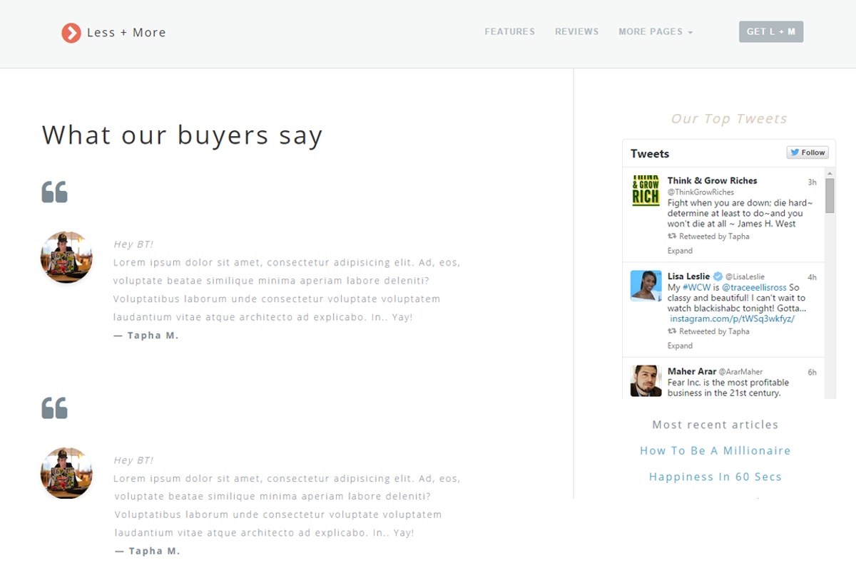 Less + More - Bootstrap 3 Theme, a Bootstrap Template by Tapha Media