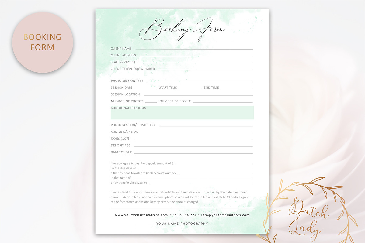 Photography Form Template Bundle #3, a Templates & Theme by The Dutch ...