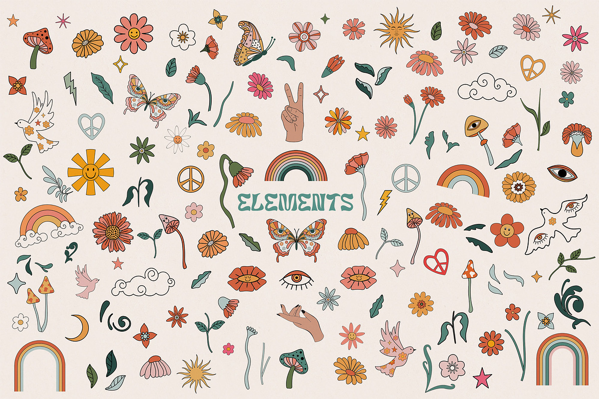 Retro Optimism Graphic Collection, an Illustration by Essentially Nomadic