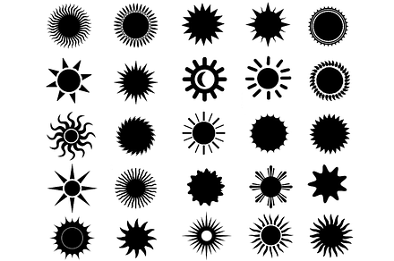 Watercolor sun icons set | Illustrations ~ Creative Market