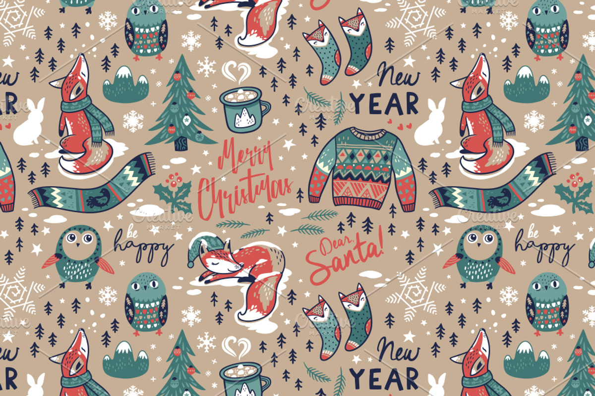 Christmas wishes patterns, a Pattern Graphic by PenguinHouse