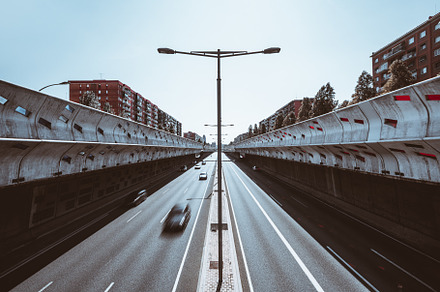 Tilt-shift view of highway, a Transportation Photo by SkyNext