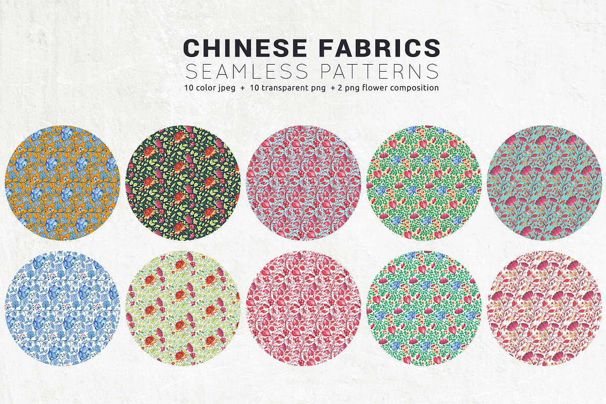 Watercolor Chinese Seamless Patterns, a Pattern Graphic by likorbut