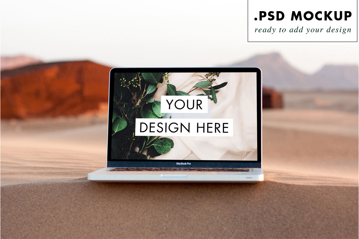 Sahara Sand Dunes Computer Mock Up, a Mac Mockup by Travelling Mockups