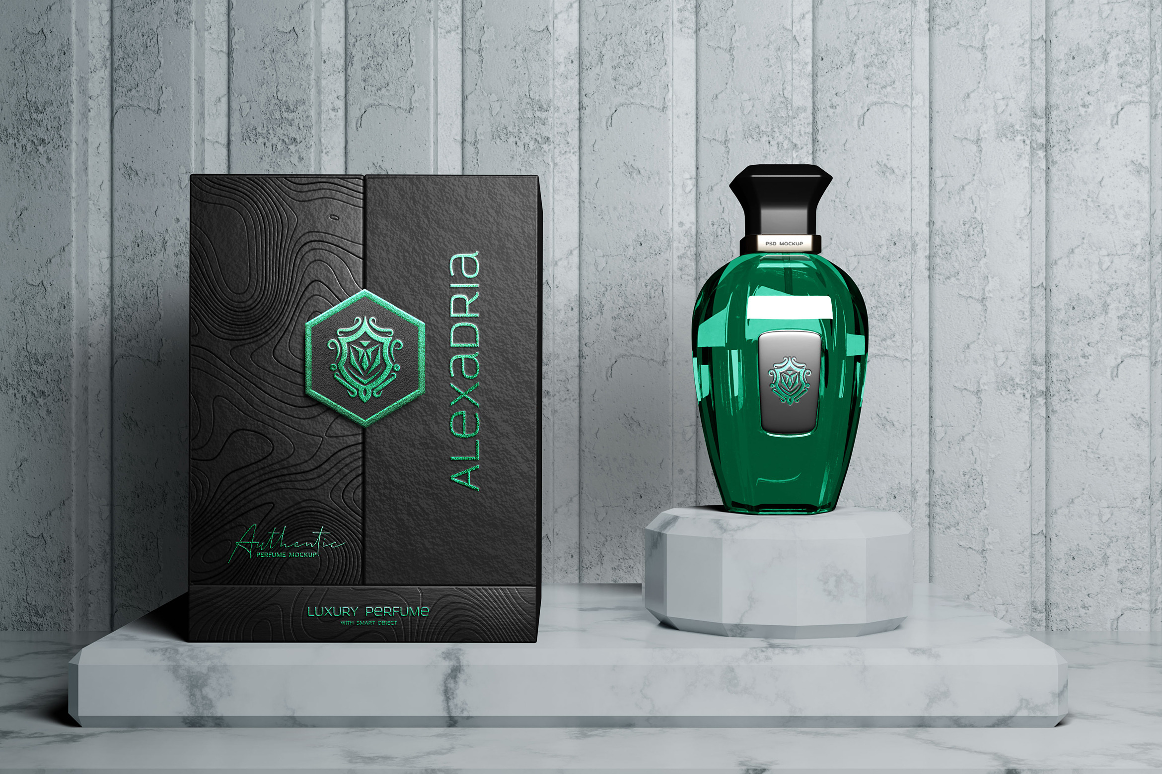 Mockup - Blue Metal Perfume Bottle, a Packaging Mockup by Modaldesain