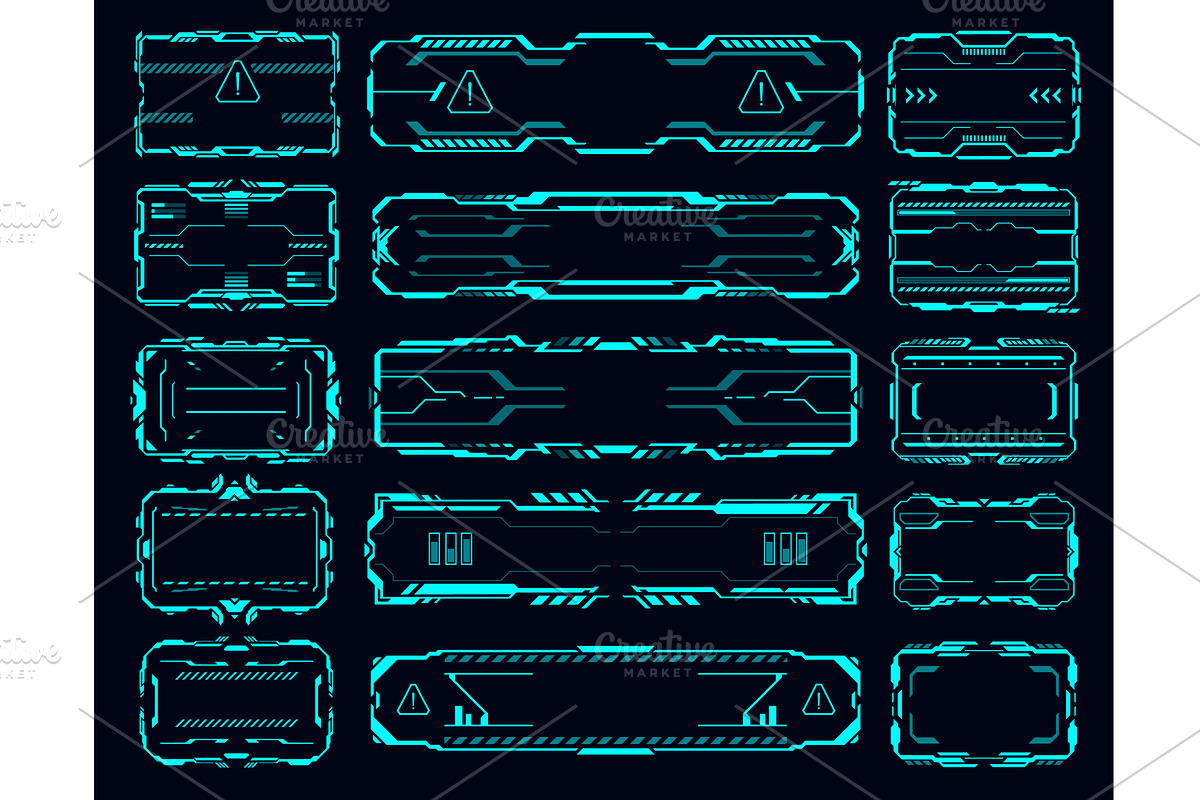 HUD interface frames, borders, a Technology Illustration by Vector ...