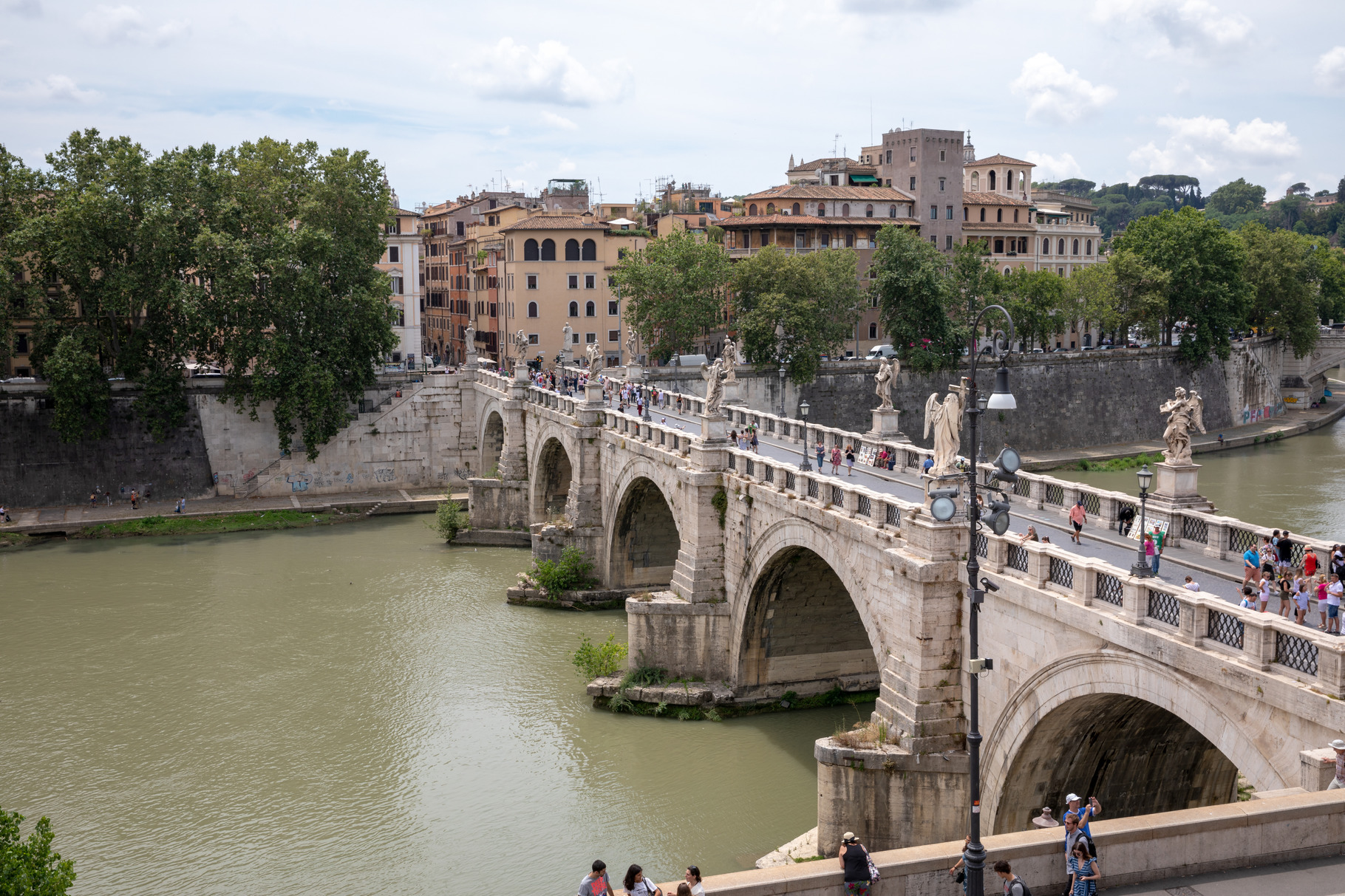 Panoramic on bridge of sant'angelo featuring ancient, angel, and angelo ...