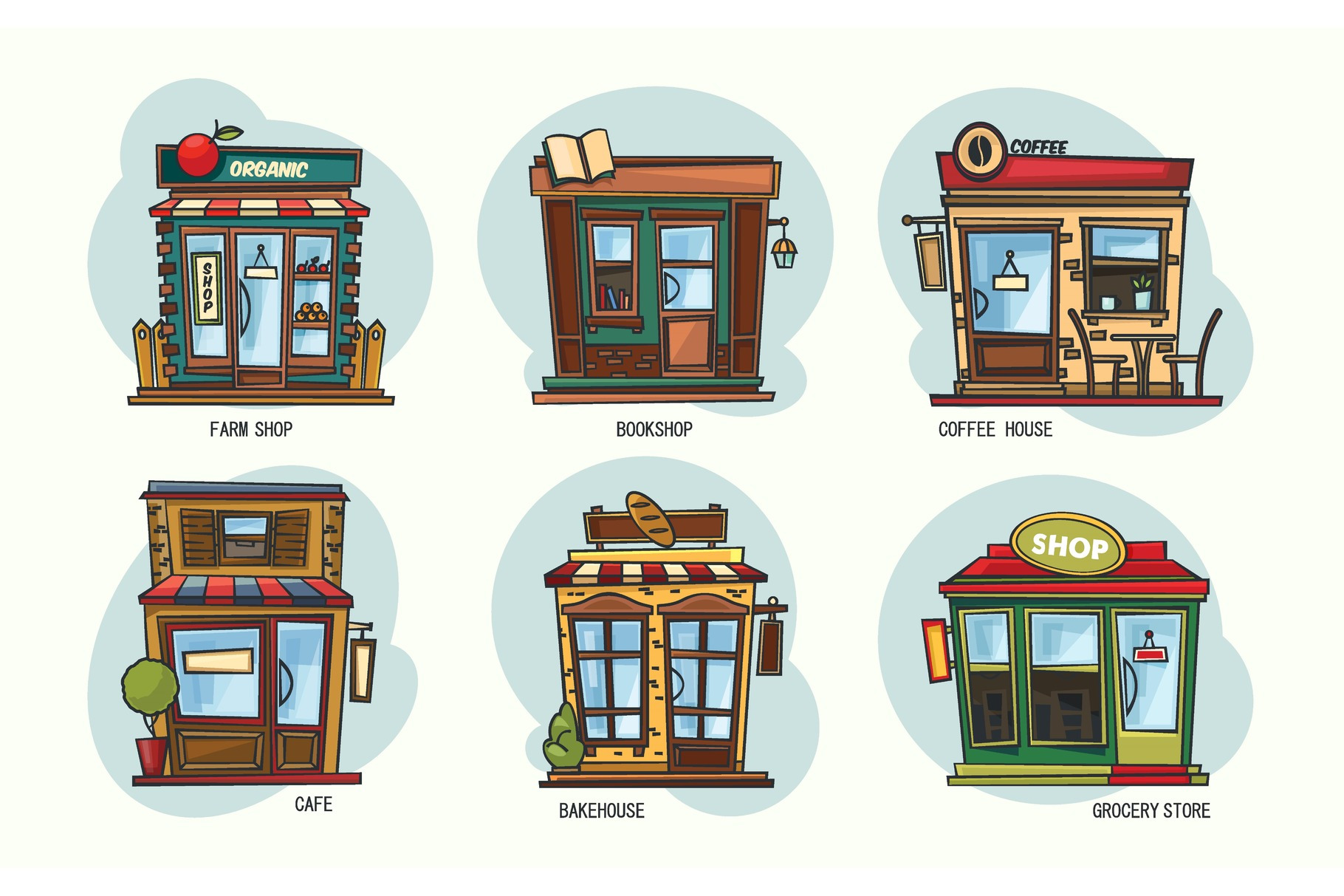Set of isolated stores and shops, a Food Illustration by GenziWorkshop