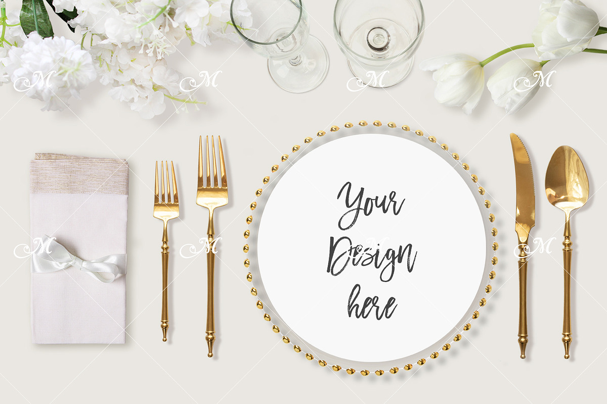 Wedding table w Charger Mockup PSD, a Product Mockup by Maddy's Art ...