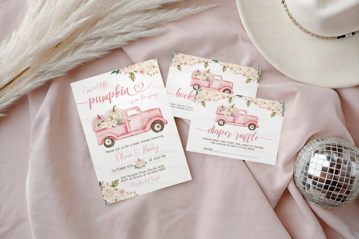 Baby Shower Card Set Mockup, a Product Mockup by TatiMockup