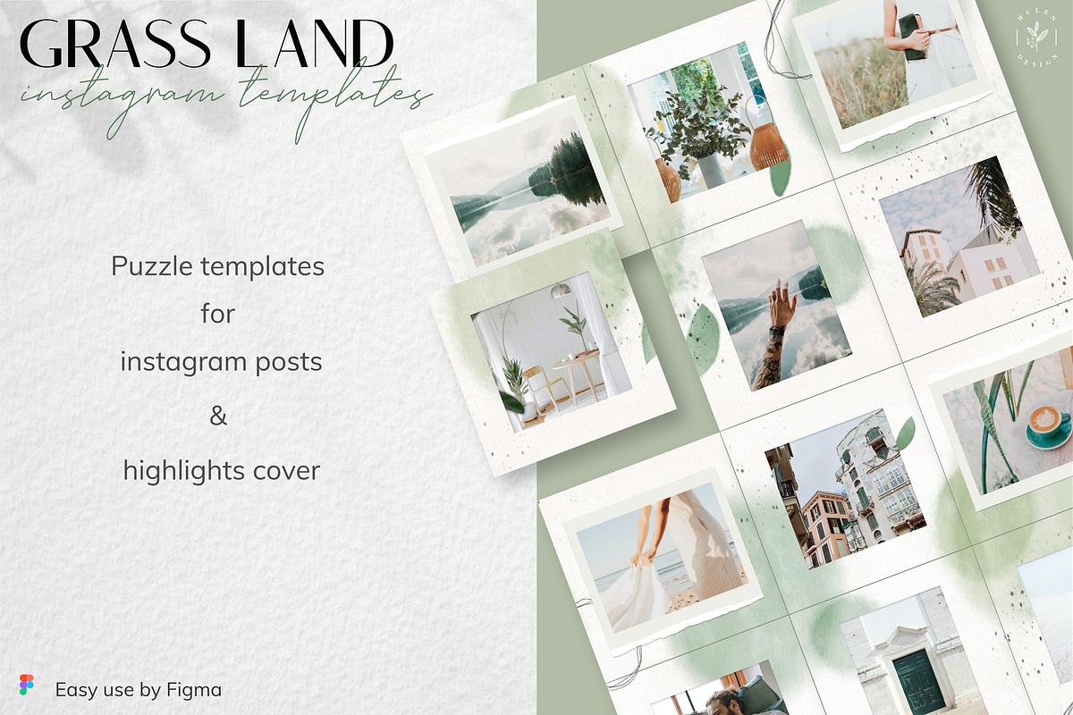 GRASS LAND Instagram templates, a Social Media Template by Helen.design.