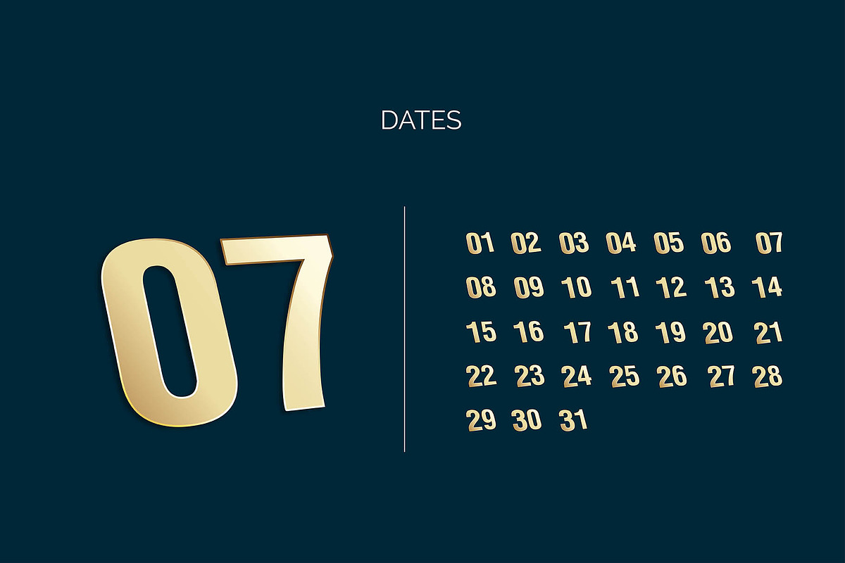 FULL EDITABLE DATE CALENDAR MOCKUP, a Product Mockup by M6 Gallery