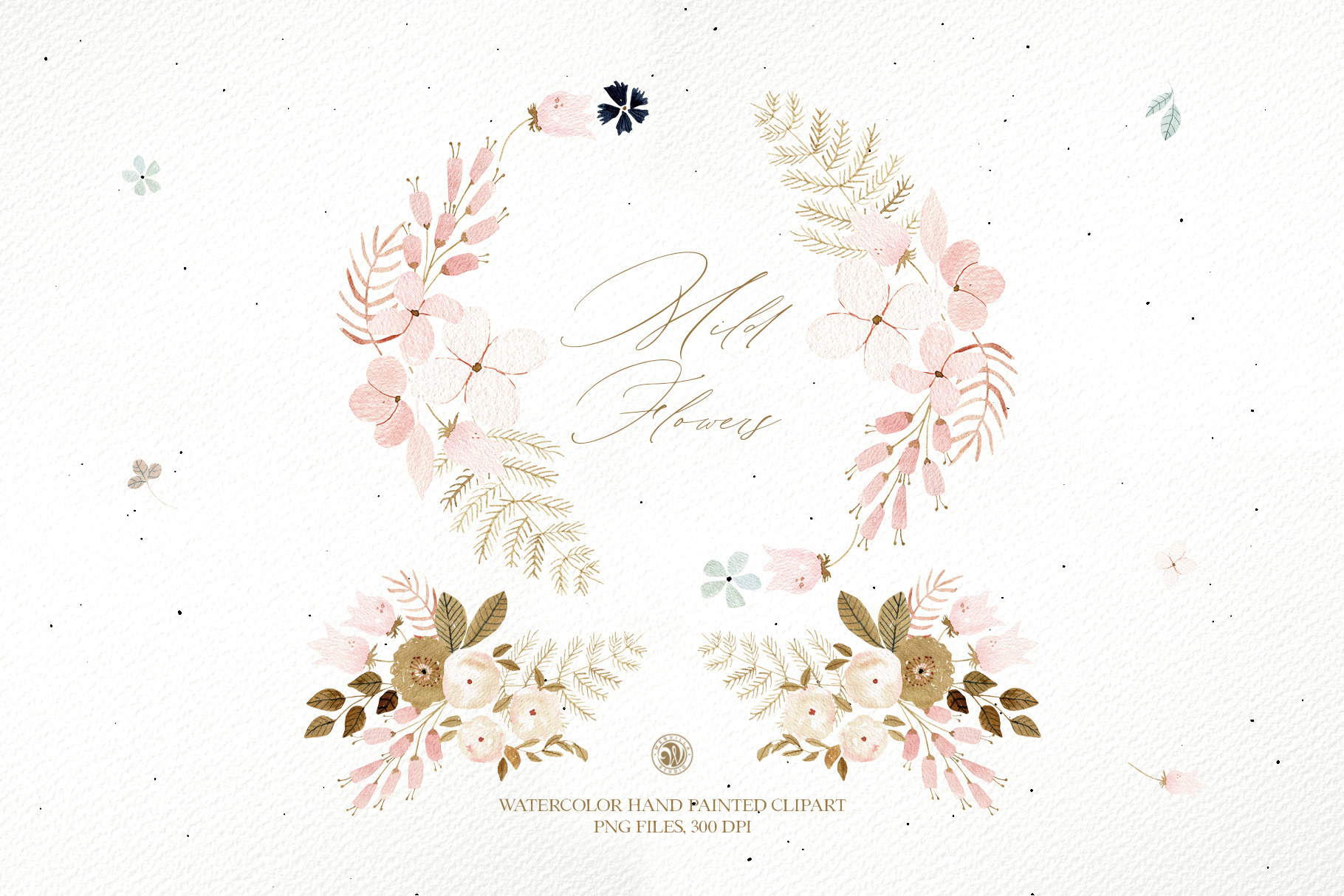 Mild Flowers - watercolor clipart, an Illustration by Webvilla Studio ...