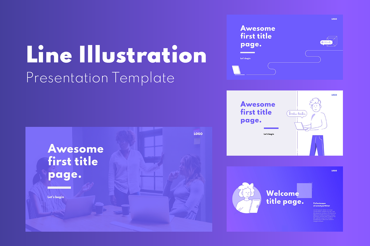 Purple Line Illustration PowerPoint, a Presentation Template by chio ...