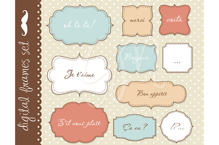 Frames clip art with backgrounds, an Illustration by GraphicMarket