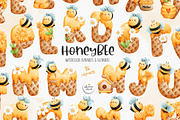 Honeybee alphabets and number, an Animal Illustration by Chonnieartwork