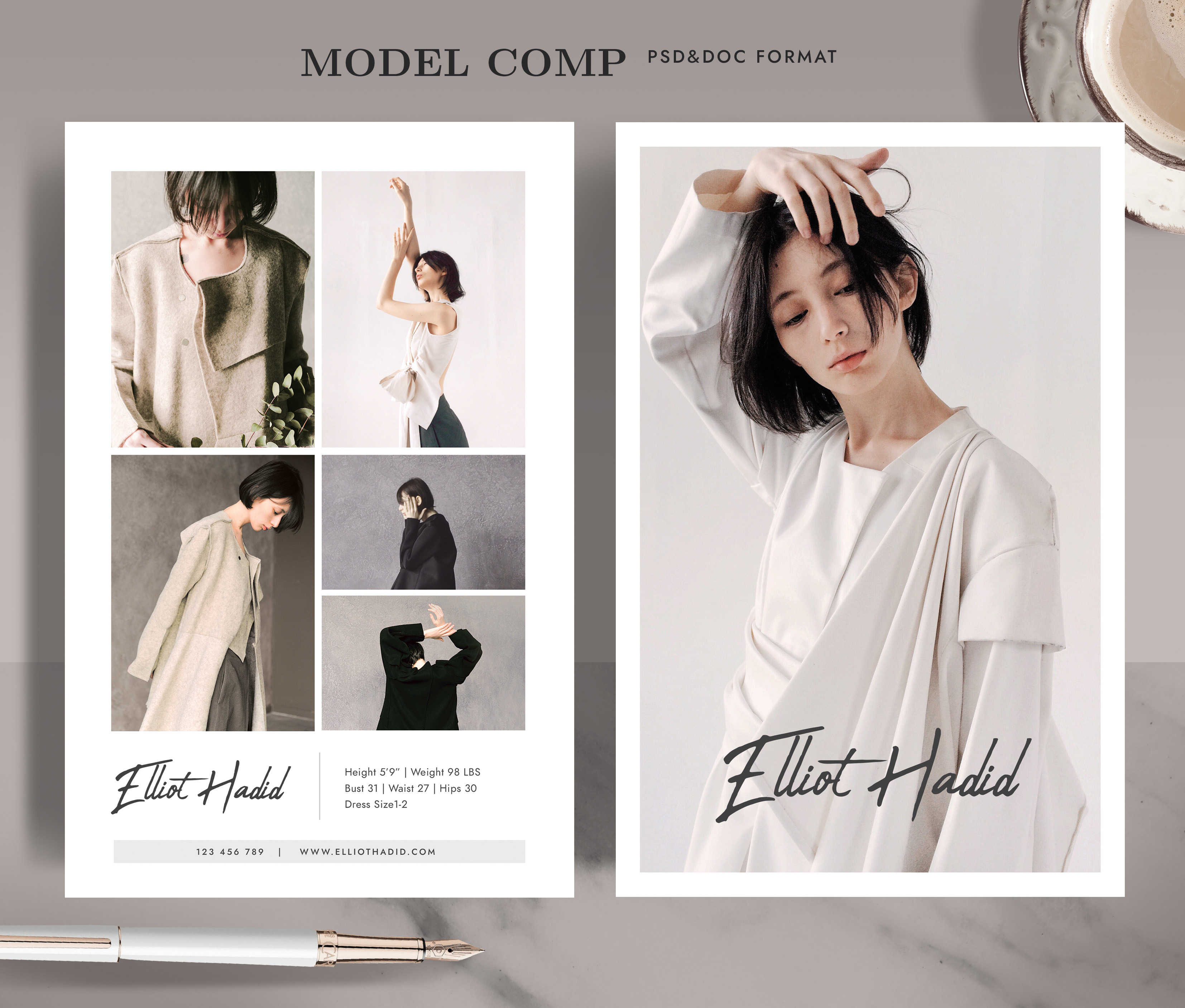 Modeling Comp Card Template MC003, a Card Template by Draca Design Co